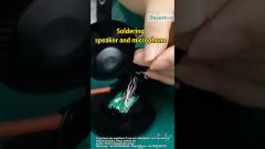 Soldering Speaker and microphone for call center headset #headphones #manufacturer #wholesale