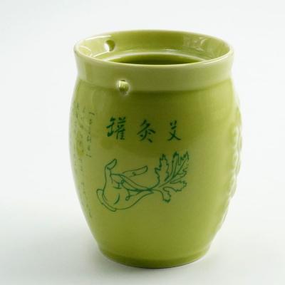 China Green Glazed Ceramic Moxibustion Jar for Wholesale Accessory Supply for sale