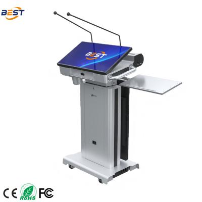 China Multimedia Podium with Optional 32 Inch Smart Kiosk Screen, 1 Year Warranty, and Multi-Purpose Lectern for Professional Presentations for sale