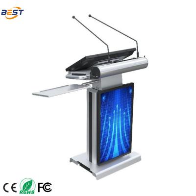 China Electric Powered Multimedia Podium with 23.6 Inch Touch AIO 10-40° Screen Angle and 150mm Lifting Height for Smart Lectern for sale