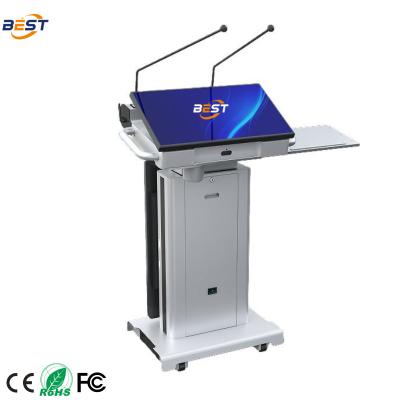 China Smart Multimedia Podium with Adjustable Screen Angle 1920x1080 Resolution and Max Lifting Height 150mm for sale