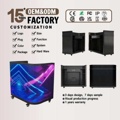 China Curved Customizable GOB LED Reception Desk with Adjustable Height for Business for sale