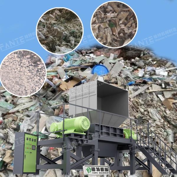 Quality Industrial Double Rotor Shredding System for Municipal Solid Waste Industrial Waste Wood Plastic Composite Materials for sale