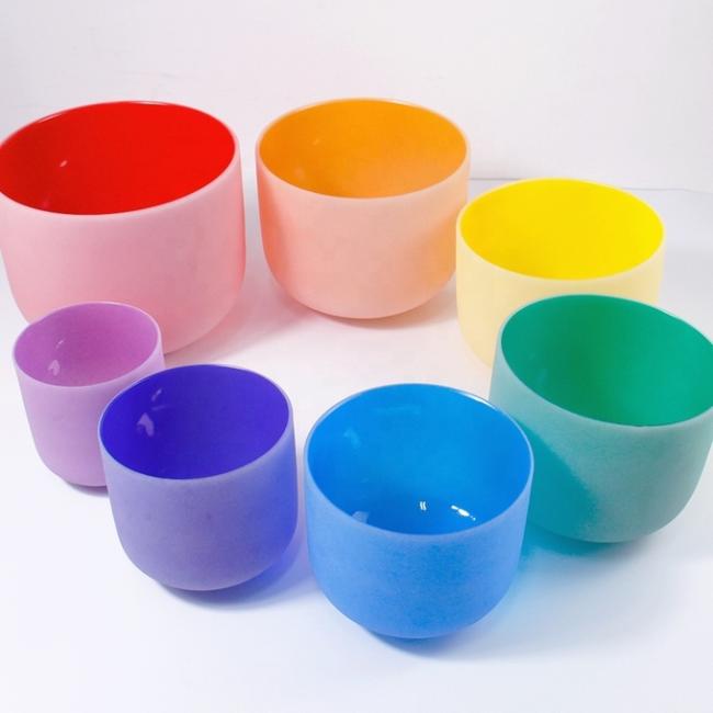 Color Frosted Quartz Crystal Singing Bowl 7-12 with carrying bag wholesale price 2