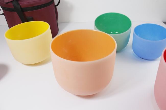 Color Frosted Quartz Crystal Singing Bowl 7-12 with carrying bag wholesale price 0