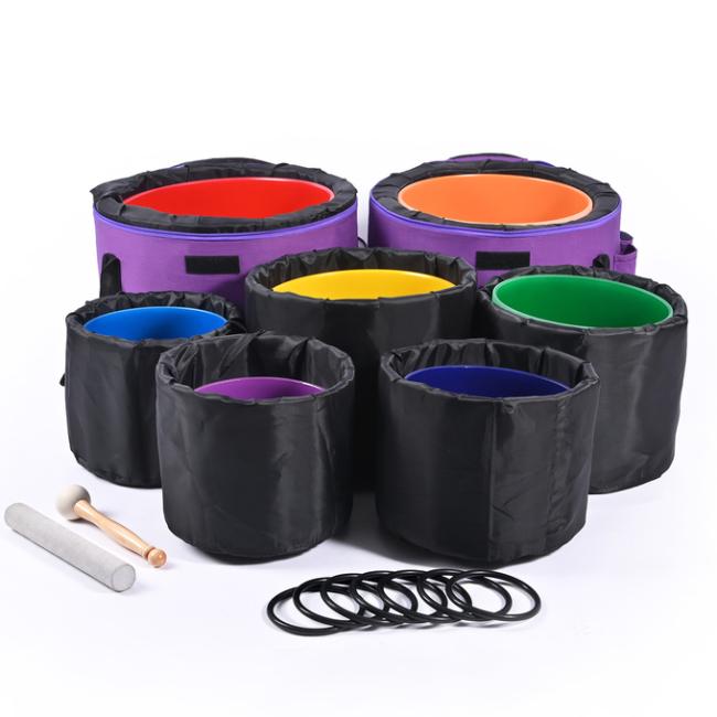 Color Frosted Quartz Crystal Singing Bowl 7-12 with carrying bag wholesale price 4