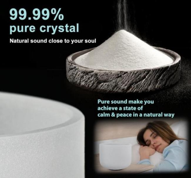 Premium Hand Selected Crystal singing bowls with carrying case and rubber mallet for sound therapy and bath 3