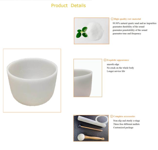 Top Quality 8-14 Set Frosted Quartz Singing Bowl with mallet and carring bags 9