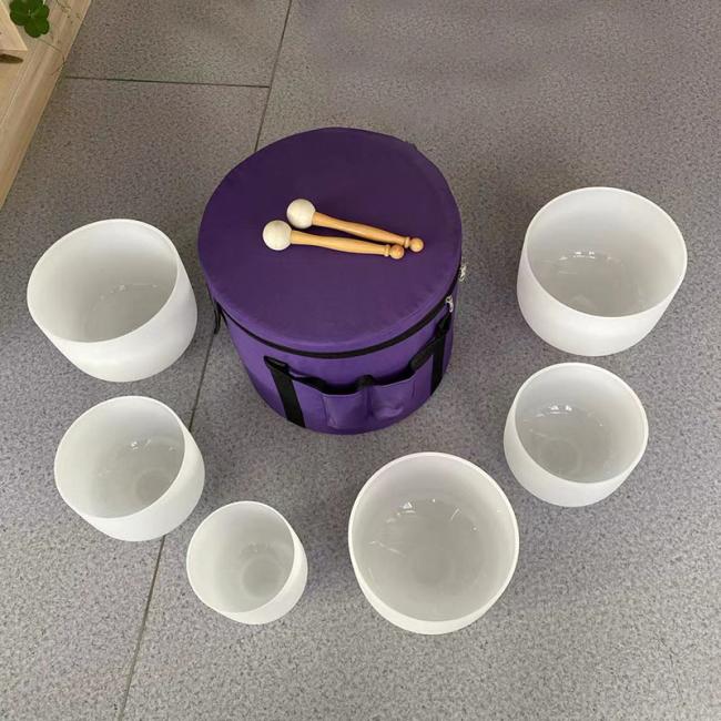 Top Quality 8-14 Set Frosted Quartz Singing Bowl with mallet and carring bags 0