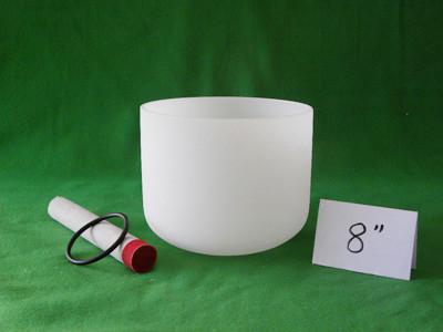 Seven Frosted Quartz Crystal Singing Bowls Note G