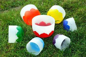 China One Set Hand-crafted Lotus Chakra Singing Bowl Unique Color and Size for sale