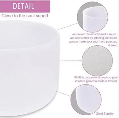 China Direct Manufacturer White Chakra Tuned Quartz Singing Bowl with Pallet and chakra note FSB951 for sale