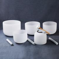 China Frosted Clear Quartz Crystal Singing Bowl Set 6-24 Inch Chakra Tuned Sound Healing for sale