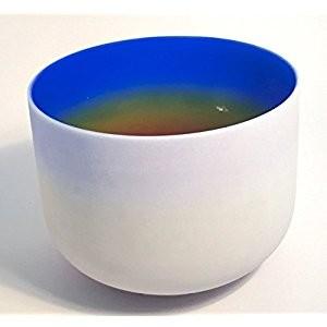 China Rainbow Color Note F Heart Chakra Frosted Quartz Crystal Singing Bowl 8" with carryng bag for sale