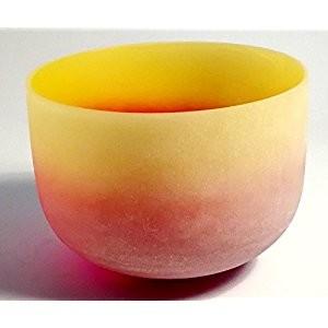 China Rainbow Color Note F Heart Chakra Frosted Quartz Crystal Singing Bowl 8" with carryng bag for sale