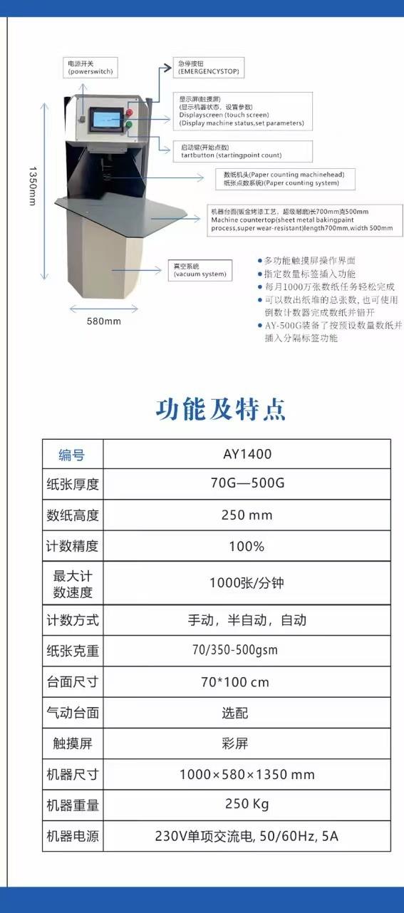 Very Thickness 250g 300g 335g 350g 400g 450g Max 500g Paper Hard Cover PP PVC Sheet Counter Counting Number Machine