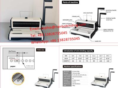 Κίνα Υπολογιστών γραφείου A3 δεσμευτική μηχανή καλωδίων δαχτυλιδιών εγγράφου δίδυμη με την πίσσα 8.47mm προς πώληση