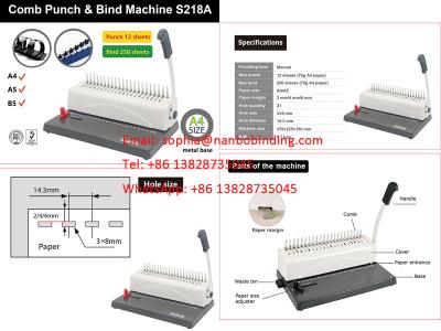 China 21 Holes Comb Binder For 250 Sheets A4 Size Paper for sale