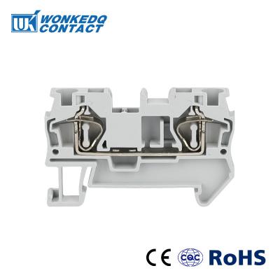 China JST 4 Din Rail Spring Cage Feed Through Terminal Blocks Front Entry For Panel Cabinets for sale