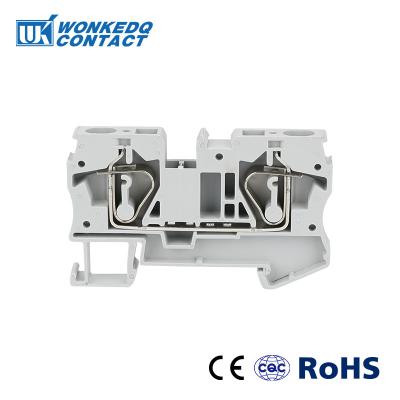 China JST 6 Spring Cage Connection Screw less Feed Through Terminal Blocks DIN Rail  Mounting for sale