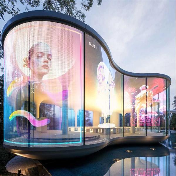 Quality LionLED P4-8 Indoor Flexible Ultra-Thin Transparent LED Display For Glass for sale