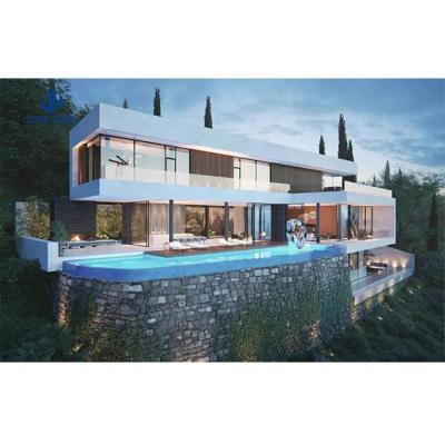 Cina Villa prefabbricata con pavimento in piastrelle di ceramica Hotel di design moderno Struttura in acciaio leggero in vendita