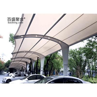 中国 金属フレームと熱処理された木材で安価な鋼膜構造駐車場 販売のため