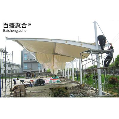 Cina Finitura di vela Pvc rivestito Parcheggio esterno Parcheggio metallo Canopy impermeabile Carports in vendita