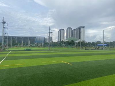 China 55mm Diamond Shape Football Artificial Turf Vals Voetbalgras Te koop