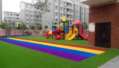 China Playground Artificial Turf Fake Grass Carpet Indoor 35MM Height 3 / 8 Inch Guage for sale