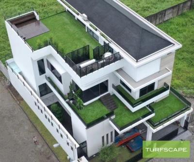 Cina Il trio modella l'erba artificiale del giardino del PE del monofilamento con il rivestimento del lattice di SBR in vendita