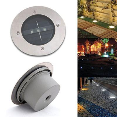 China 3 Leds Outdoor Ground Lamps , Light Steel Tempered Glass Solar Led Lawn Lights for sale