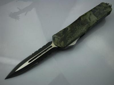 China Microtech knife double blade half serrated for sale