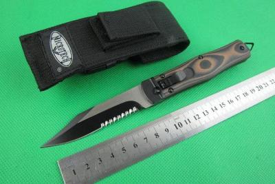 China Microtech knife single blade half serrated for sale