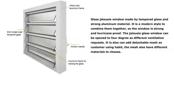 Quality Aluminium Frame Glass Jalousie Windows Powder Coating Glass Louver Windows for sale