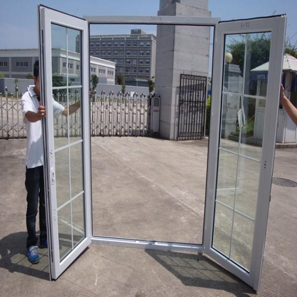 Puertas de vidrio de PVC de doble apertura con cristal blanco con doble y triple acristalamiento