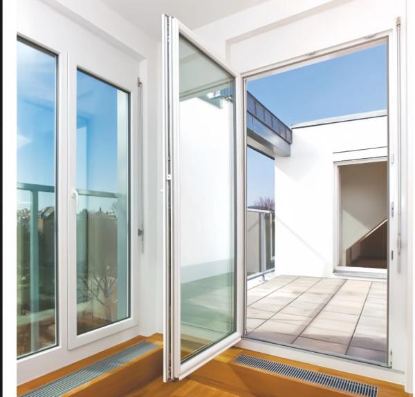 Puertas de vidrio de PVC de doble apertura con cristal blanco con doble y triple acristalamiento