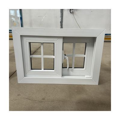China Double Sliding Mesh Flush Sash PVC Sliding Window Clear Tempered Glass Window for sale