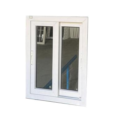China UPVC PVC Huis Schuiframen Ontwerp Orkaan Impactramen Eenvoudig Dubbelglazen Schuiframen Te koop