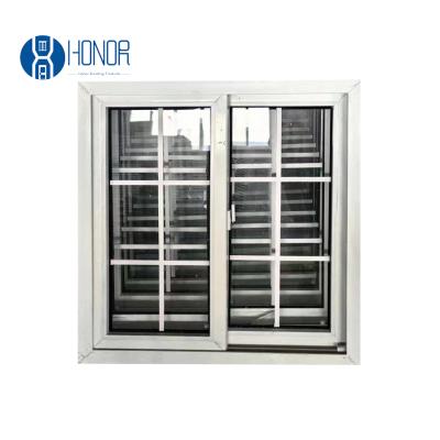 China Janelas de correr de PVC UPVC vinil com vidro simples e duplo 4x4 com rede mosquiteira à venda