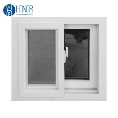 China High Quality Modern Tempered PVB Laminated PVC UPVC Frame Plastic Sliding Glass Window for Hotel Living Room Bug Screen for sale