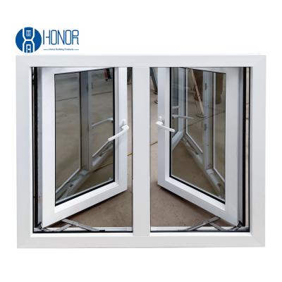 China European Design UPVC Vinyl House Window White Double Glazing Swing PVC Window Casement Windows with Optional Automatic for sale