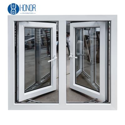 China Hurricane Impact Casement Glass Window for Hotel Apartment & Living Room Bug Screen Laminated Glass PVC UPVC Frame Made Plastic for sale