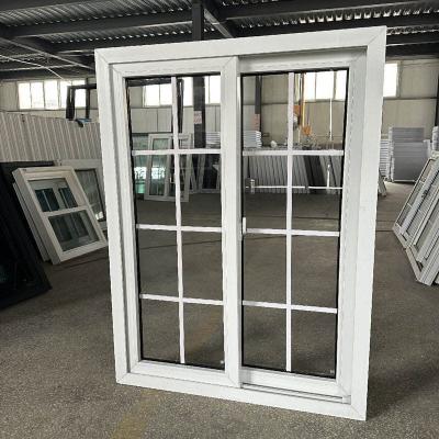 China 80mm UPVC Single Double Glass Sliding Window with Screen Net and Crescent Lock PVC Sliding Windows for sale