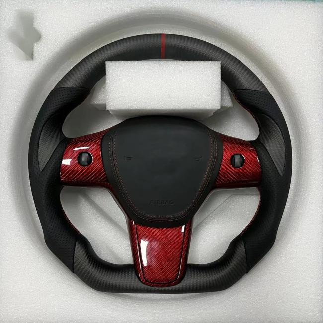 Custom PU steering wheel close-up view