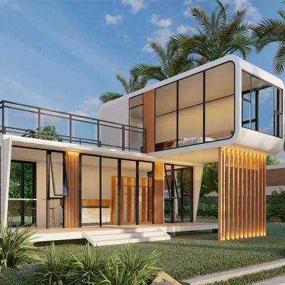 China 2025 Prefabricated Apple Cabin House Galvanized Steel Frame Metal Carved Panel Bamboo Wood Fiber Board for sale