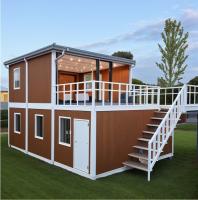 China Flat Pack Container House 50mm EPS Sandwich Panel Pre-Wired Electricity 4 Workers 3 Hours Installation for sale