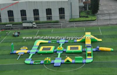China Yellow / Green Inflatable Water Park , Inflatable Water Games For Entertainment for sale