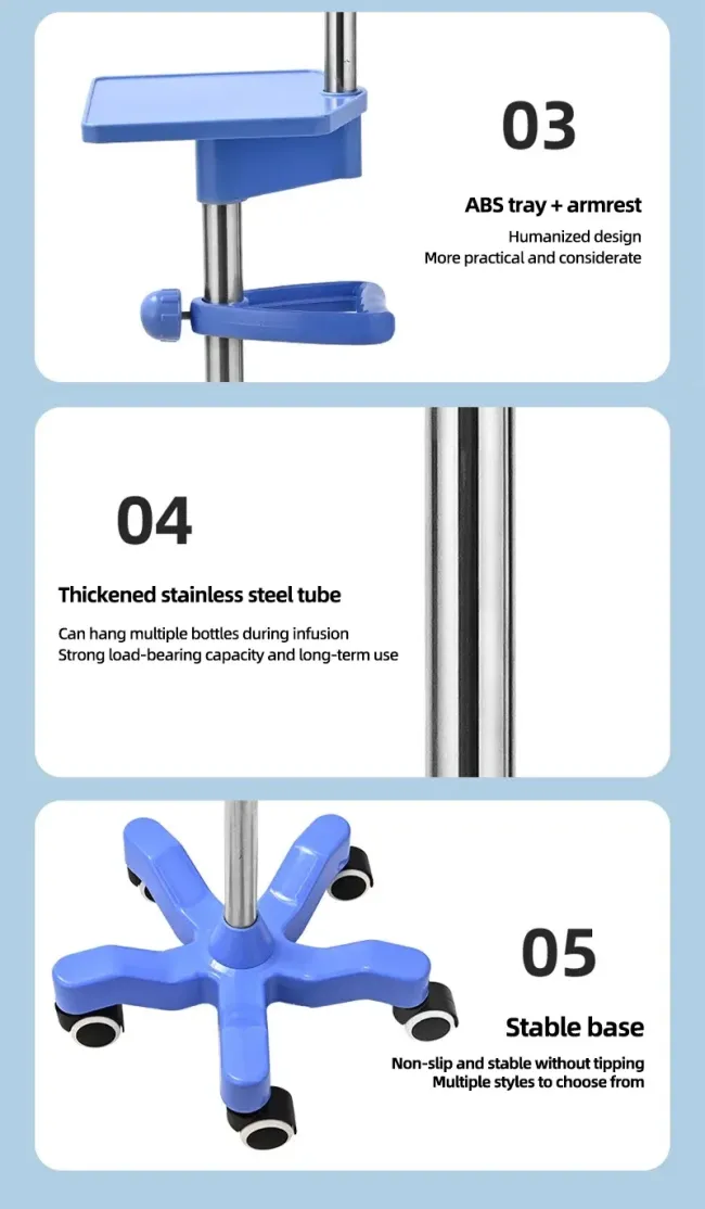 Adjustable Height Easy to Move Hospital Infusion Stand