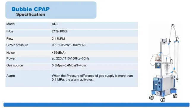 High Frequency Mobile Bubble CPAP with Air Oxygen Blender Neonatal Ventilator